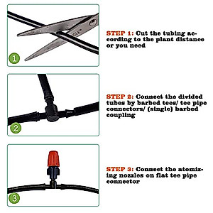 Optimisland Drip Irrigation Kit, 50ft Garden Irrigation System, 1/4" Blank Distribution Tubing Drip Irrigation Hose for, Save Water, Adjustable Automatic Irrigation Equipment for Garden (168PCS+50FT)