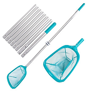 U.S. Pool Supply 11.5 Foot Swimming Pool Leaf Skimmer Net with Telescopic Aluminum Pole, 8 Sections - 6" Deep Ultra Fine Mesh Netting Basket, Remove Finest Debris, Adjustable Length, Clean Spas, Ponds