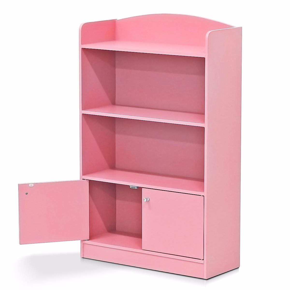 FURINNO 2 shelves Stylish Kidkanac Bookshelf With Storage Cabinet, Pink