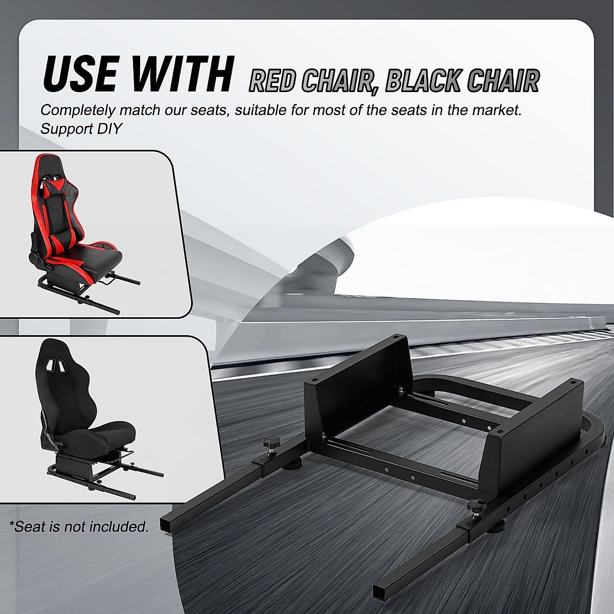 Supllueer Racing Seat Bracket Used with Racing Wheel Stand to Form Sim Cockpit Fit for Anman Marada Dardoo Minneer Adjustable Universal Sim Race Mount Support DIY, Excluding Seat