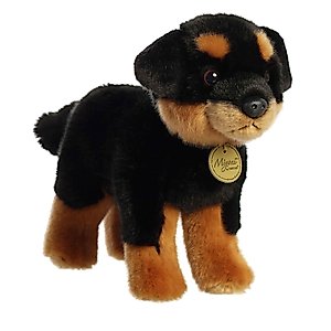 Aurora® Realistic Miyoni® Rottweiler Stuffed Animal - Lifelike Detail - Cherished Companionship - Black 10 Inches