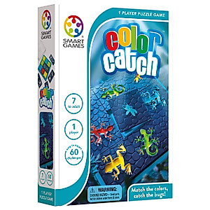 SmartGames Color Catch Travel Game for Kids and Adults, a color-changing, STEM Focused Cognitive Skill-Building Brain Game - Brain Teaser for Ages 7 & Up, 60 Challenges.