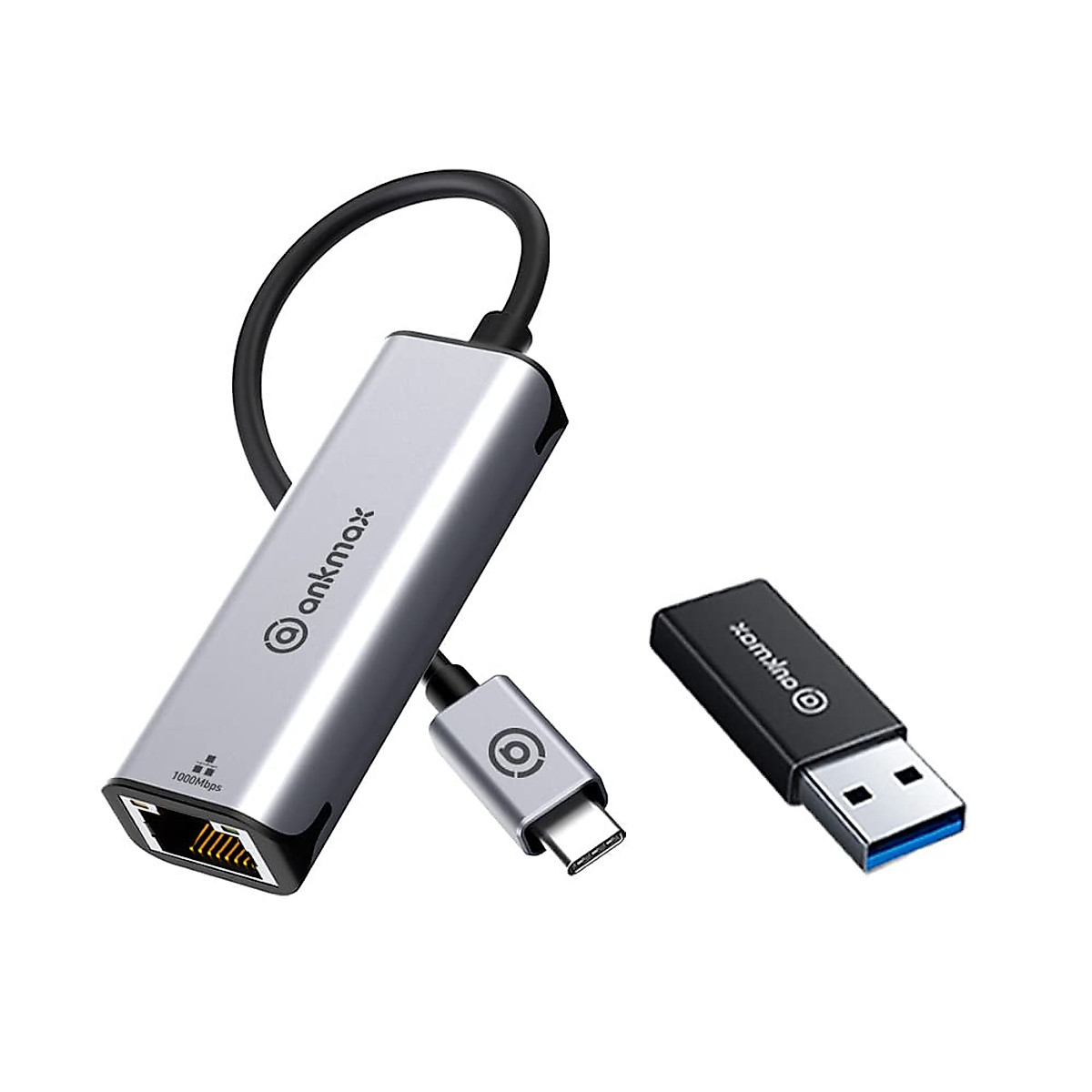 Bundles USB C to Ethernet Adapter and USB A to C Adapter, ANKMAX UC312G3 + UA312C, USB Type C Wired LAN Adapter [RJ45 / Gigabit Compatible/Thunderbolt 3] Gigabit Ethernet [Up to 1000 Mbps/No Drive