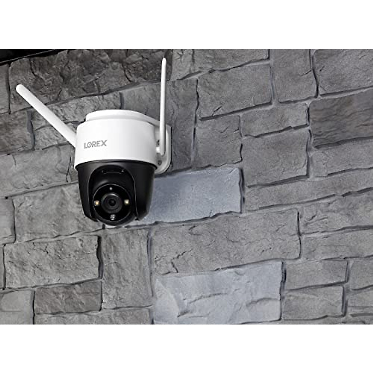 Lorex 2K Pan-Tilt Indoor/Outdoor WiFi Security Camera with 32GB MicroSD Card, Auto-Tracking, Color Night Vision, Person Detection, and Warning Light/Siren