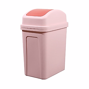 4 Gallon Trash Can with Swing Lid Creative Covered Garbage Buckets Plastic Swing Top Swing Top Can Garbage Bin Flip Sundries to Store Bucket Removable Lid for Bathroom Kitchen Bedroom (Light Pink)