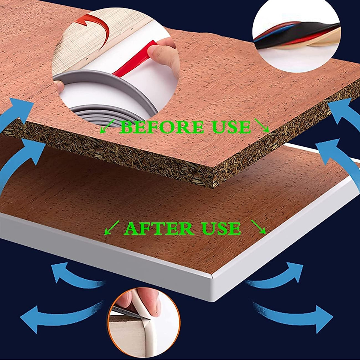 U-Shape Edge Banding, TPE Self Adhesive Veneer Edging Trim, Soft Edge Protector, Furniture Edge Strip for Countertop Table Cabinets Restoration (16mm*2m,Red)