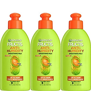 Garnier Fructis Style Anti-Humidity Smoothing Milk for Frizzy Hair, 5.2 Ounce Bottle, 3 Count