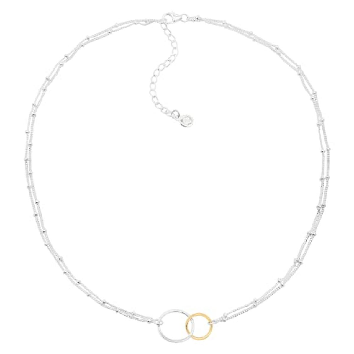 Silpada 'Pagosa' Circle Linking Station Necklace in Sterling Silver and 14K Yellow Gold Plating, 16" + 2"