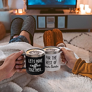 Gingprous Lets Have Coffee Together For The Rest Of Our Lives Insulated Coffee Mug Set, Engagement Wedding Gift for Couple Bridal Shower Gift Mr and Mrs Gift, 12oz Insulated Stainless Steel Travel Mug