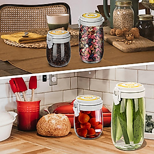 Airtight Glass Coffee Canister,Airtight Glass Jars,Glass Fermentation Jar Pickle Jar,Wide Mouth Jar with One-way Venting Lid for Canning Cereal,Spice,Sugar,Fermenting,Pickling Cucumber,Fluid Ounce 25