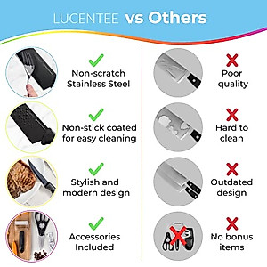 17pc Kitchen Knife Set, Kitchen Gadgets with Steak Knives, Knives Set for Kitchen, Chef Knife Set, Black Knife Set, Ultra-Sharp Ergonomic Steak Knife Set with Scissors, Peeler and Knife Sharpener