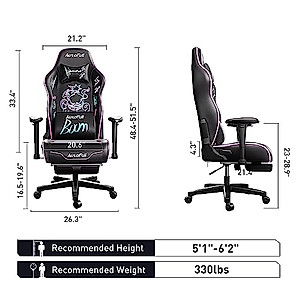 AutoFull C3 Gaming Chair Office Chair with Ergonomic Wingless Cushion PU Leather Racing Style PC Chair with Footrest and Lumbar Support Pillow,Black