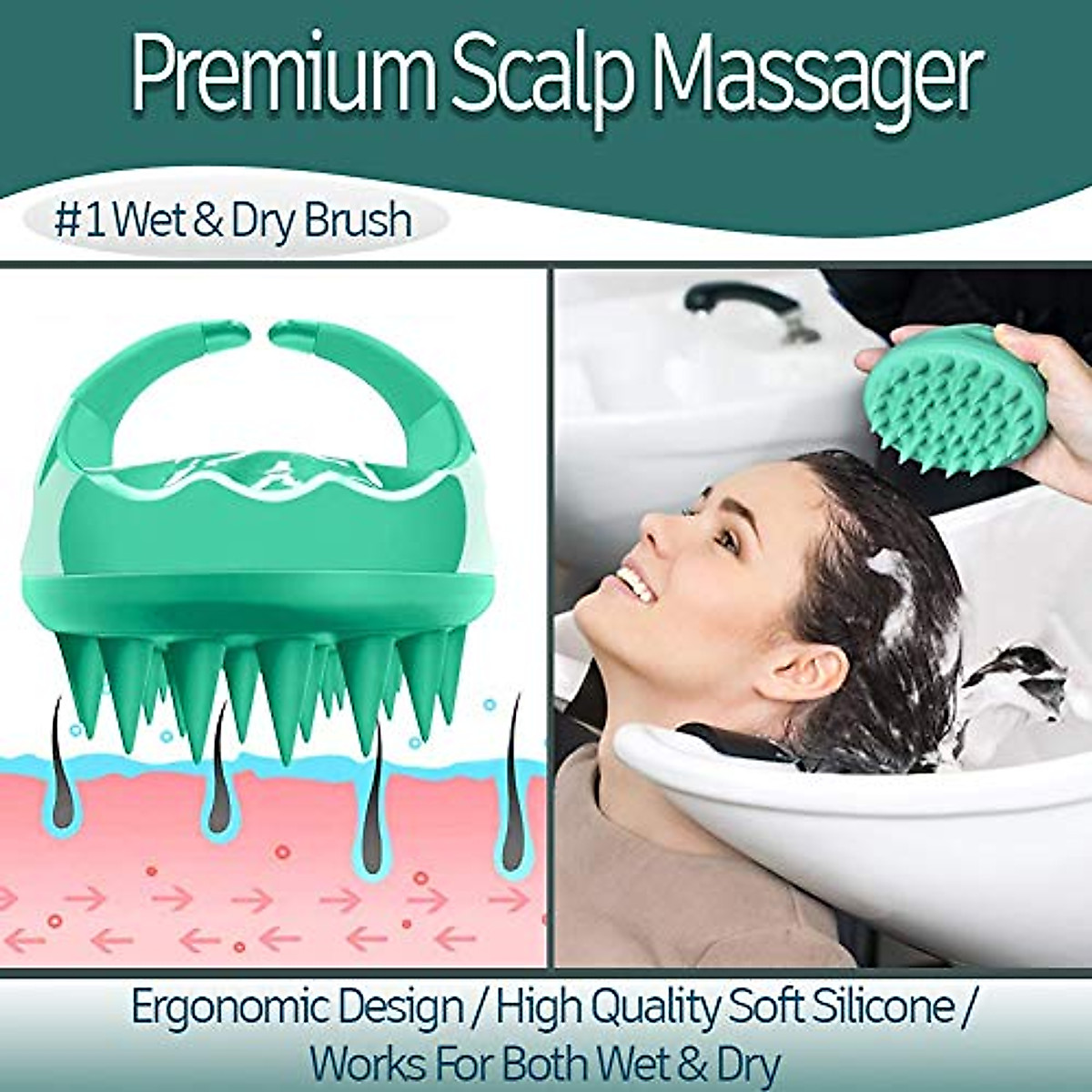 Zuzu Baba 6 Piece Full Body Spa Kit Scalp Massager Silicone Back Scrubber Facial Cleanser Nail Brush Hair Catcher Multifunction Women Men Kids Pets Bundle. Massage Exfoliating Cleansing.
