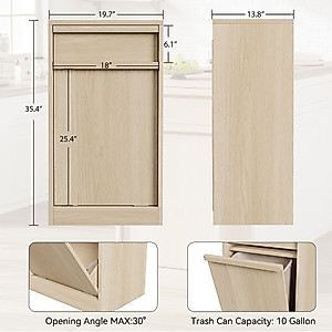 CABIHOME Tilt Out Trash Cabinet, Hidden Trash Cabinet with 10 Gallon Storage, Pet-Proof Freestanding Garbage Can Cabinet Laundry Hamper for Kitchen Dining Room