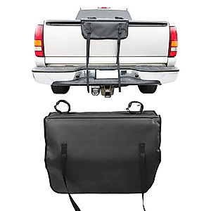IKON MOTORSPORTS, 22" Pickup Tailgate Pad Compatible With Most Trucks, Black PVC Truck Tailgate Protector Cover Mat w/ 2 Bike Racks