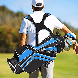 Mayjooy Golf Stand Bag, Portable Carry Golf Bag w/Ergonomic Dual Straps & 6 Way Top Divider, Lightweight Carry Organizer Pocket w/Umbrella Ring, Ideal for Men & Women (Blue)