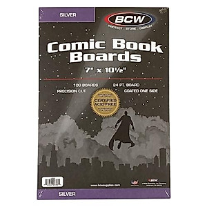 BCW Silver Age Backing Boards - 1 Pack (100 Total) | Certified Acid-Free, 7x10.5 Inches | Safeguard Your Valuable Silver and Bronze Age Comics