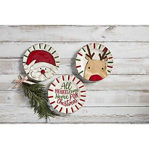 Mud Pie Farmhouse Christmas Salad Plate, All Hearts, 8" dia