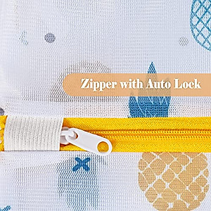 Yonchic Mesh Laundry Bag, Durable Laundry Bags with Premium Zipper, 5-Piece Washing Machine Wash Bags for Delicates Blouse, Hosiery, Baby Clothes, Travel Organization Bag (Pineapple)