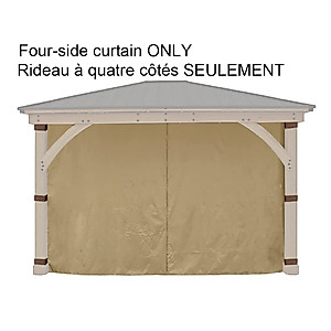 APEX GARDEN Replacement 4-Side Curtain for 11 ft. x 13 ft. Meridian Gazebo (Beige)