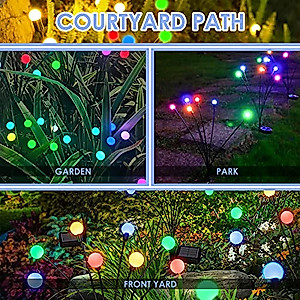 ZWOOS 4-Pack 10 LED Solar Firefly Lights, Solar Outdoor Lights Waterproof for Garden, Patio, Yard - Light Up Whole Night (RGB)