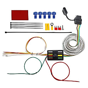 MECMO Multi-Function LED Compatible Powered 3-to-2-Wire Splice-in Tail Light Converter Harness 56236, Convert Separate Turn and Stop Lights to Standard 2-Wire Trailer Light Wiring, 4-Way Flat Harness