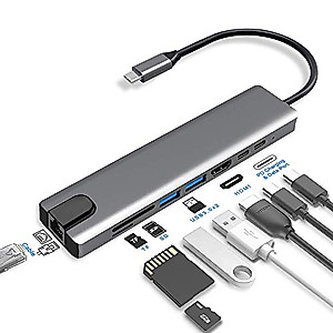 SANOXY 8 in1 USB C to Type C USB 3.0 Hub 4K HDMI Ethernet Micro SD/TF Card Adapter Dock