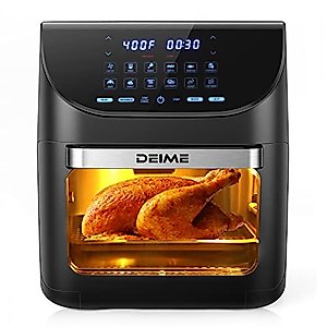 Air Fryer 12 QT Large Capacity 1700W Oilless Hot Air Fryers Oven Healthy Cooker with 10 Presets, Visible Cooking Window, LCD Touch Screen, 6 Dishwasher Safe Accessories