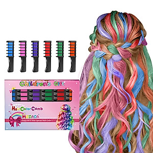 New Hair Chalk Comb Temporary Hair Color Dye for Girls Kids, Washable Hair Chalk for Girls Age 4 5 6 7 8 9 10-12 Birthday Christmas New Year Cosplay Hair DIY Party