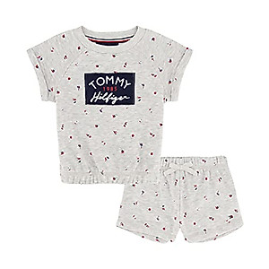 Tommy Hilfiger Baby Girls 2 Pieces Short Set, Peal Heather, 24M US