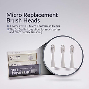 Tromatz Replacement Toothbrush Heads Set Compatible with Tromatz Basic Model ONLY, Not for Simple Pro Series, Refillable Soft Micro Toothbrush Heads Gum Care Bristle Extra Soft 3 Pack (1 Set)