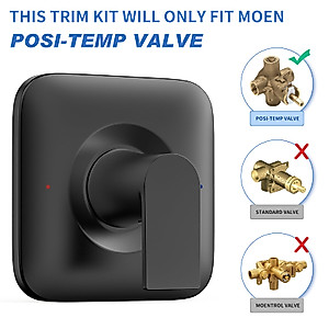 Replacement for Moen T2471BL Genta LX Posi-Temp Valve Trim Kit, Matte Black Shower Trim Kit Shower Handle