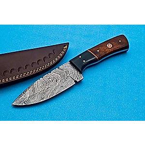 EEAABBR Coustom Handmade Forged Damascus Steel Hunting Knife 100% Handmade Damascus Steel Handle Walnut Wood with Leather Sheath 894