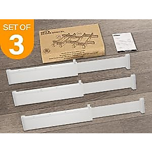 HiYZ Expandable Drawer Dividers, Large Kitchen Utensils Drawer Divider, 2.36" High Adjustable Drawer Organizers Separators for Clothing,Kitchen Utensils,Tools,3 Long Dividers(12.6"-22.8")
