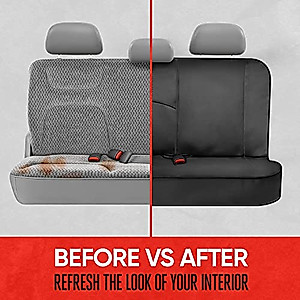 Motor Trend SpillGuard Waterproof Seat Cover, Gray Stitching – Split Bench Rear Seat Protector with Neoprene Padding, for Kids & Dogs, Car Interior Covers