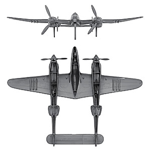 TimMee WW2 P-38 Lightning Fighter Plane - 2pc Silver Plastic Army Men Aircraft
