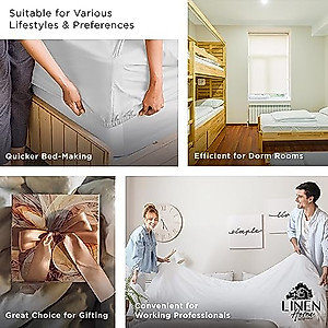 Linen Home 100% Cotton Percale Fitted Sheet Set King Size, White, Deep Pocket, 3 Piece - 1 Deep Pocket Fitted Sheet and 2 Pillowcases, Crisp Cool and Strong Bed Linen