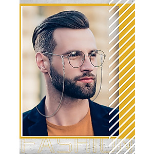 Konohan 7 Pcs Eyeglass Chains Eyeglasses Strap Glasses Holder Necklace Eyewear Chain Reading Lanyard for Glasses Women Men (Silver)