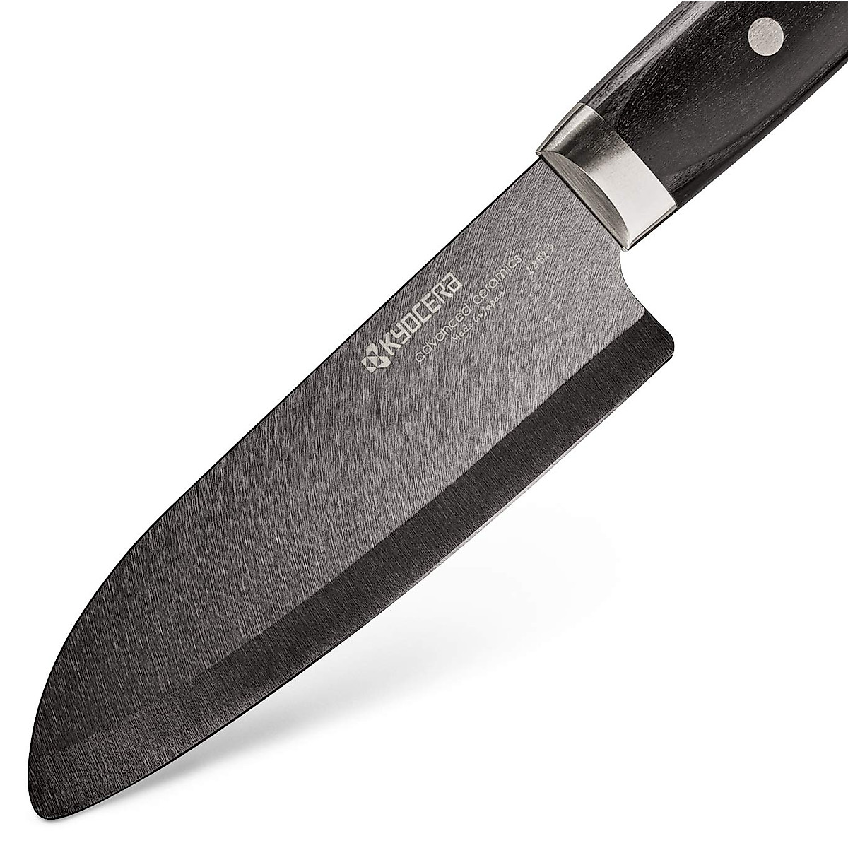 Kyocera Advanced Ceramic LTD Series Santoku Knife with Handcrafted Pakka Wood Handle, 5.5-Inch, Black Blade