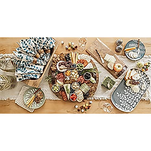 Mud Pie Blue Painted Leaf Platter, 10.5" x 17.5"