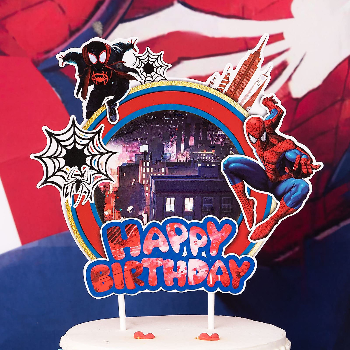 Birthday Party Supplies,186pcs Spider Theme Style Party Decorations Include Happy Birthday Banner,Backdrop,Tableware Set,Tablecover,Cake Toppers,Cupcake Toppers,Latex Balloons Set,Bottle Labels,Chocolate Stickers