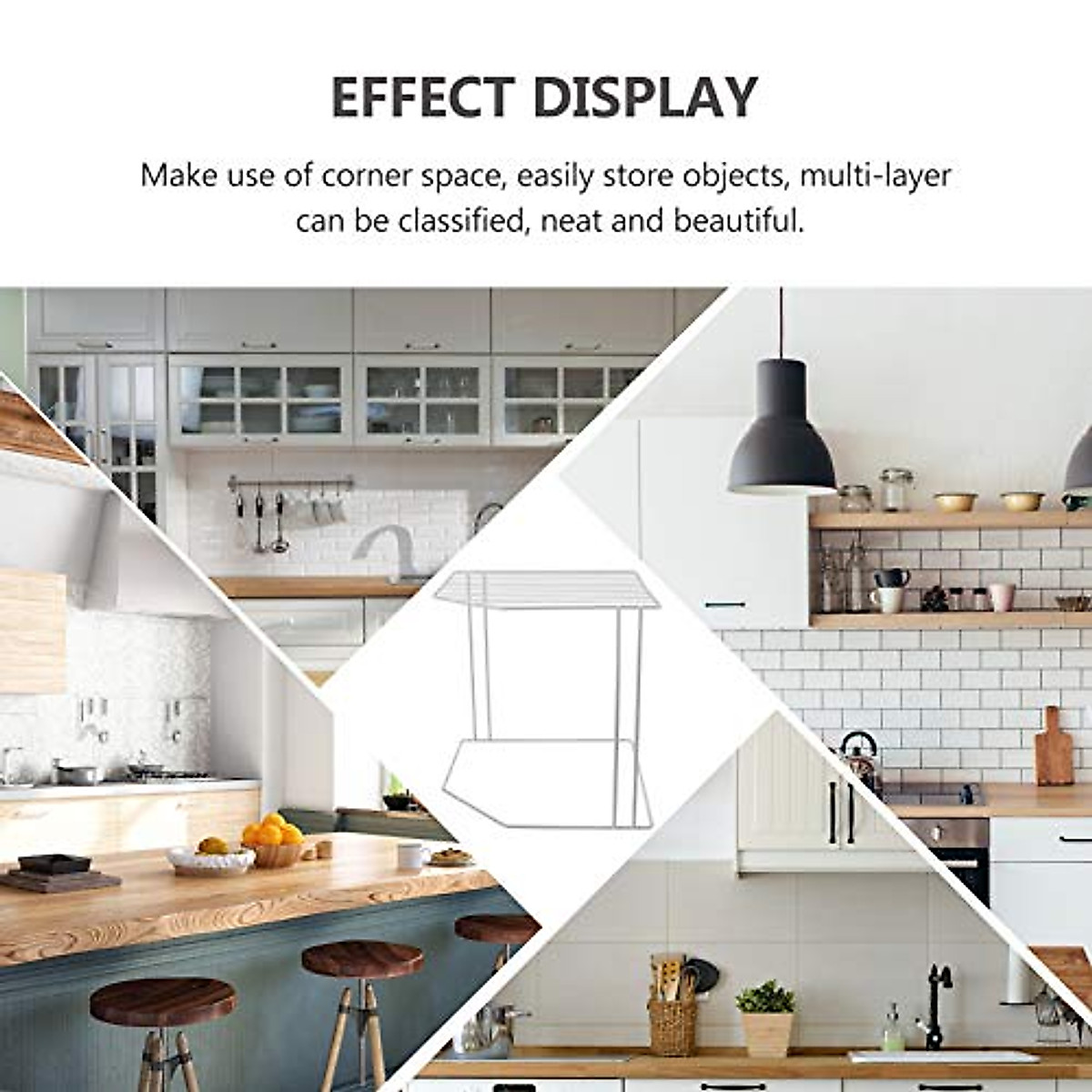 IMIKEYA Corner Shelves Metal Shelves Metal Shelves 2-Tier Corner Shelf and Cabinet Organizer for Kitchen Cabinet Pantry Dishes Corner Rack for Kitchen (White) Metal Shelf Metal Shelf Metal Shelves