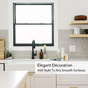 WochiTV Privacy Window Glass Film No Glue, Opaque Frosted Window Tint for Home, UV Blocking Heat Control Static Cling Non Adhesive for Bathroom Office Living Room （35.4 Inch x 13.1 Feet）