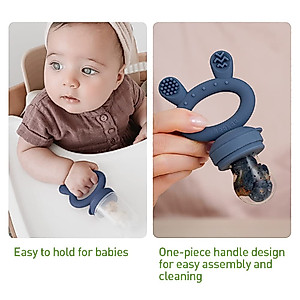 Haakaa Baby Fruit Food Feeder - Food Grade Silicone Feeder Set with Milk Freezing Pouch Cover for BPA Free Baby Feeder for Infant Safely Self-Feeding