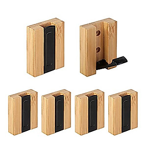 JSVER Wooden Wall Hooks Wall Mounted Wall Hooks, Single Organizer Hook Rack, Folding Wood Wall Hangers, Wall Coat Rack Hooks for Hanging Clothes, Hats, Bags, Towels, Keys (6PCS/Set)
