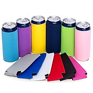 12 Pcs Slim Can Coolers, 12 oz Plain Bulk Collapsible Soda Cover Coolies, DIY Personalized Sublimation Sleeves for Weddings, Bachelorette Parties
