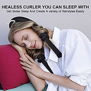 Heatless Curlers, Heatless Curling Rod Headband No Heat Hair Curlers to Sleep in with Hair Clips and Scrunchie, Sleeping Curls Silk Ribbon Hair Rollers (Black Velvet)