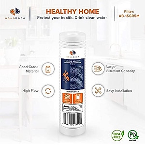 Aquaboon Whole House Water filter Cartridge Replacement - 5 Micron Water Filter 10 x 2.5 Inches - Grooved Sediment Water Filter Compatible with AP110, WHKF-GD05, RS14, CFS110, P5, WFPFC5002, 4-Pack