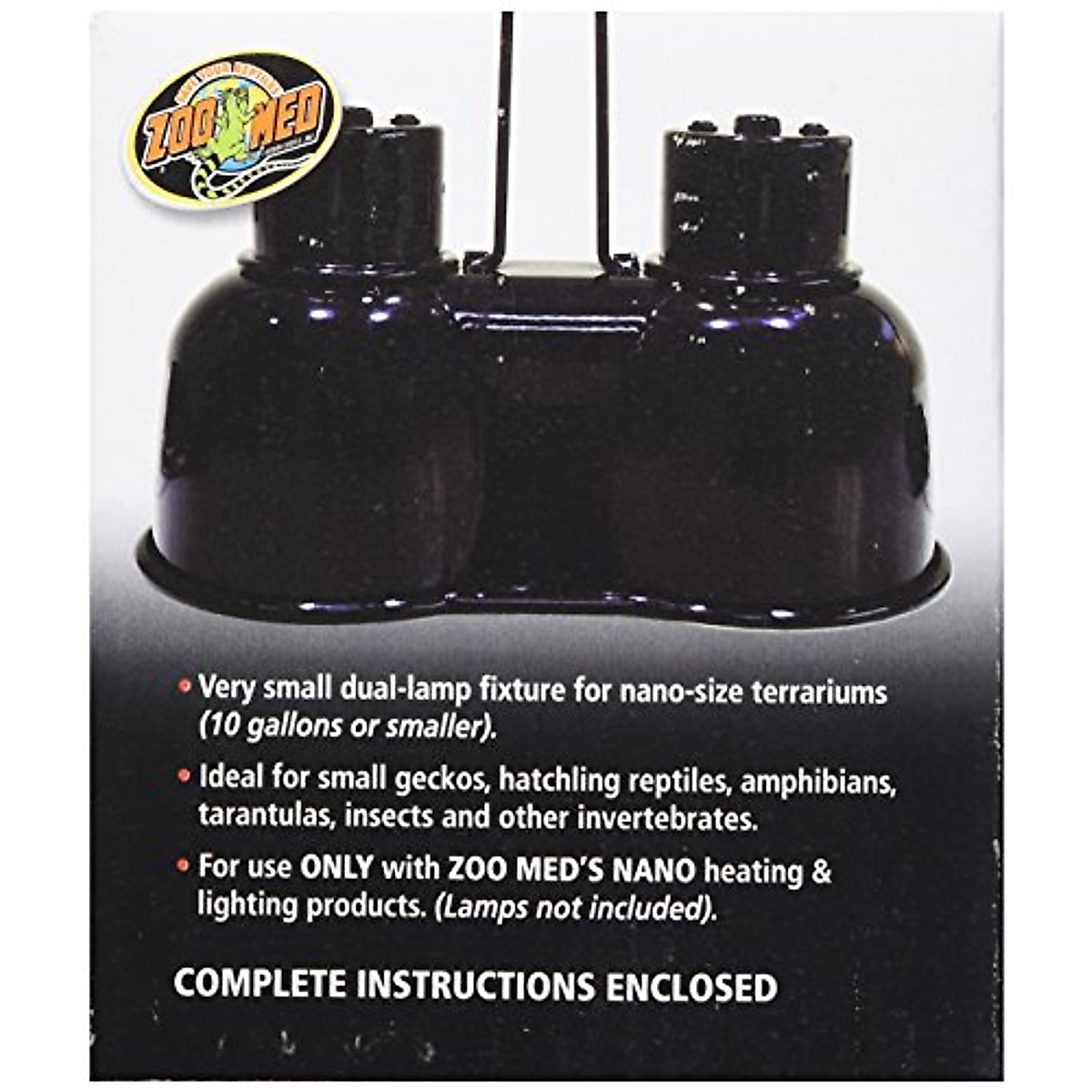 Zoo Med Nano Combo Dome Lamp Fixture, 40 Watts Per Socket, LF-36e, Silver