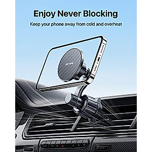 andobil Car Mount for iPhone, [Never Block A/C, 360° Rotate-Freely] Strong Magnetic Cell Phone Holder for Car Vent Easily Install, Compatible w MagSafe Car Mount Fits for iPhone 14 13 12 Pro Max & All